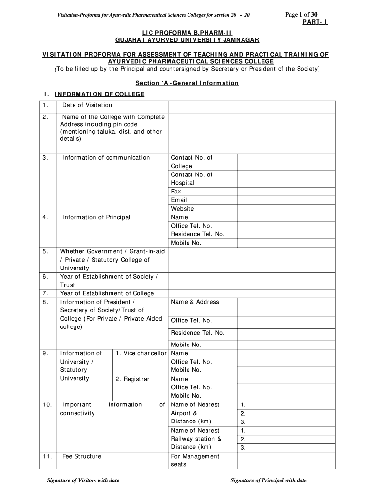 Fillable Online ayurveduniversity edu LIC Proforma B-Pharm II - Gujarat ...