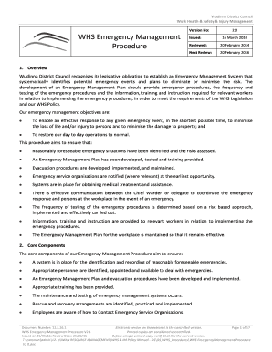 Fillable Online WHS Emergency Management Procedure - Wudinna District Council Fax Email Print ...