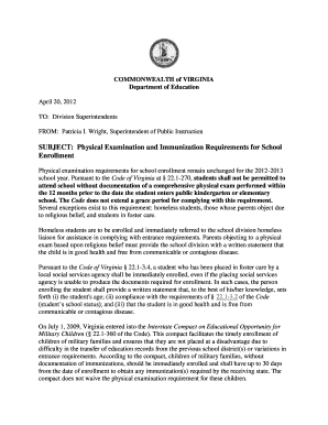 Fillable Online TO: Division Superintendents Fax Email Print - pdfFiller