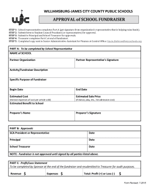 Fillable Online Fundraiser Approval Form - Williamsburg-James City County Public Fax Email Print ...