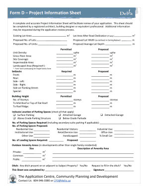 Fillable Online Form D Project Information Sheet Fax Email Print ...