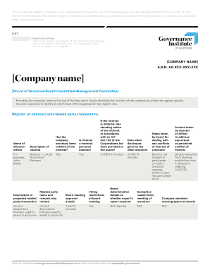 Fillable Online This is a sample register of interests and related ...