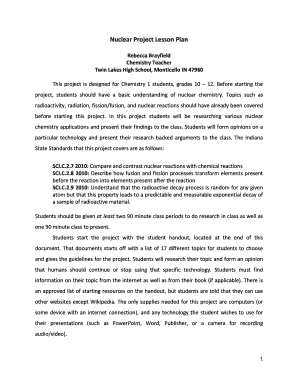 Fillable Online Nuclear Project Lesson Plan Fax Email Print - pdfFiller