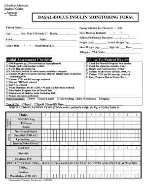 Fillable Online Basal-Bolus Insulin Monitoring Form Fax Email Print ...