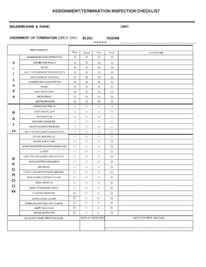 Fillable Online ASSIGNMENT/TERMINATION INSPECTION CHECKLIST Fax Email ...