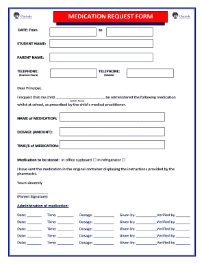 Fillable Online clarindaps vic edu MEDICATION REQUEST FORM - Clarinda ...