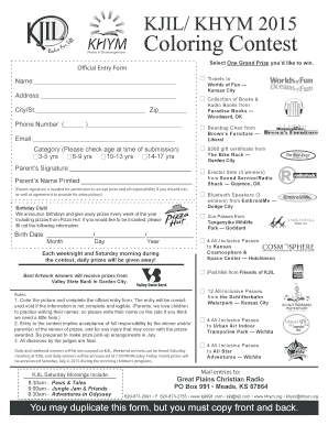 Fillable Online 2015 Coloring Contest Entry Form - Meade - KJIL Fax ...