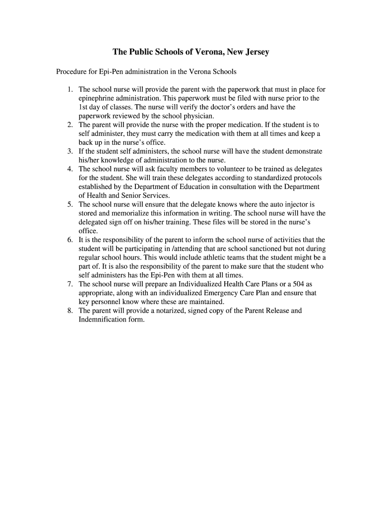 Fillable Online veronaschools EpiPen procedure.doc - veronaschools Fax Email Print - pdfFiller