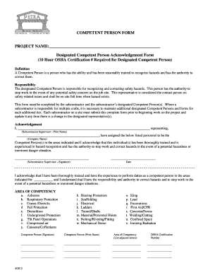 Fillable Online petrainc COMPETENT PERSON FORM PROJECT NAME bb ...