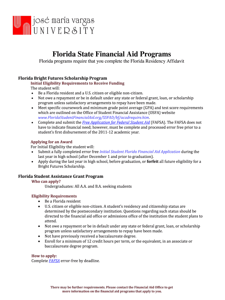 Fillable Online Florida State Financial Aid Programs Fax Email Print ...