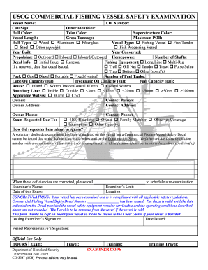 Fillable Online Uscg commercial fishing vessel safety examination - US ...