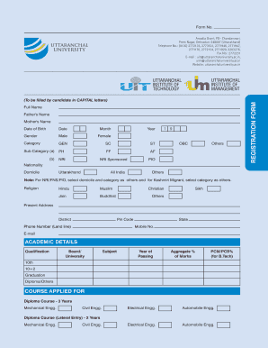 Fillable Online uttaranchaluniversity ac REGISTRATION FORM UIT, UIM ...