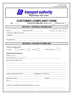 Fillable Online STATUS OF COMPLAINT: RESOLVED Fax Email Print - pdfFiller