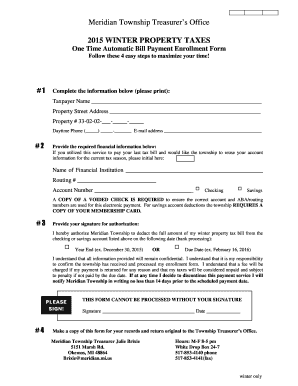Fillable Online ACH Payment Enrollment Form - Winter Tax Fax Email ...