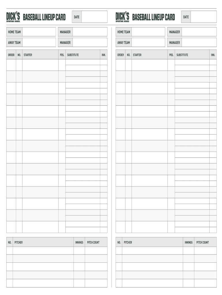 Online Baseball Lineup Card Fill Online Printable Fillable Blank 