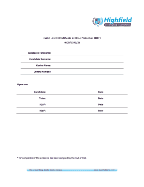 Fillable Online highfieldabc Close Protection form - highfieldabcae Fax ...