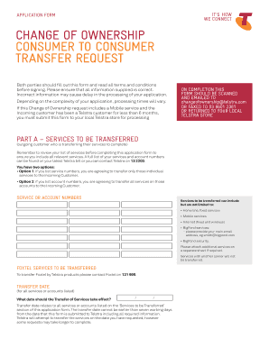 Fillable Online CHanGe of oWnerSHiP conSumer to conSumer tranSfer ...