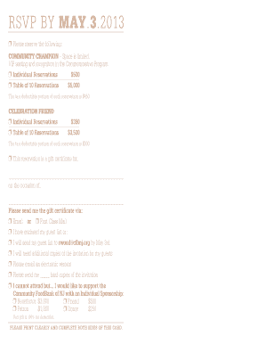 Fillable Online RSVP BY MAY32013 Fax Email Print - pdfFiller