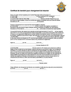Remplissable En Ligne ACC39F Certificat de transfert trsorier - Air ...
