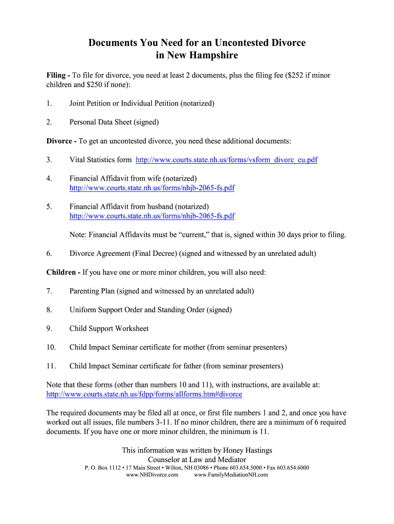 Fillable Online Documents You Need for an Uncontested Divorce Fax Email ...