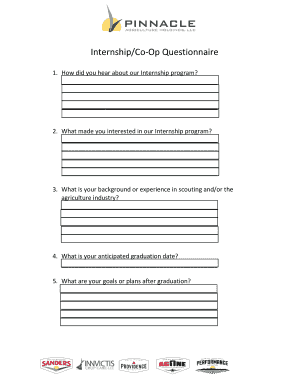 Fillable Online InternshipCo-Op Questionnaire Fax Email Print - pdfFiller