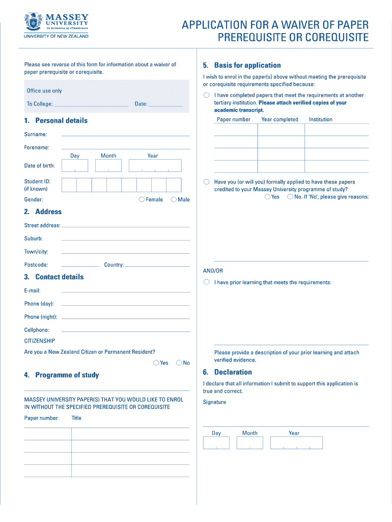 Fillable Online BApplicationb for a waiver of paper prerequisite or bb ...