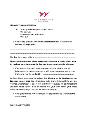 Fillable Online wha org Tenancy Surrender Form - Warrington Housing ...