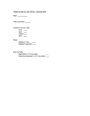 Fillable Online Timed Up and Go Test TUGScoring sheet Fax Email Print ...