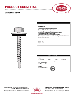 Fillable Online Climaseal Screws - Wire-Bond Fax Email Print - pdfFiller