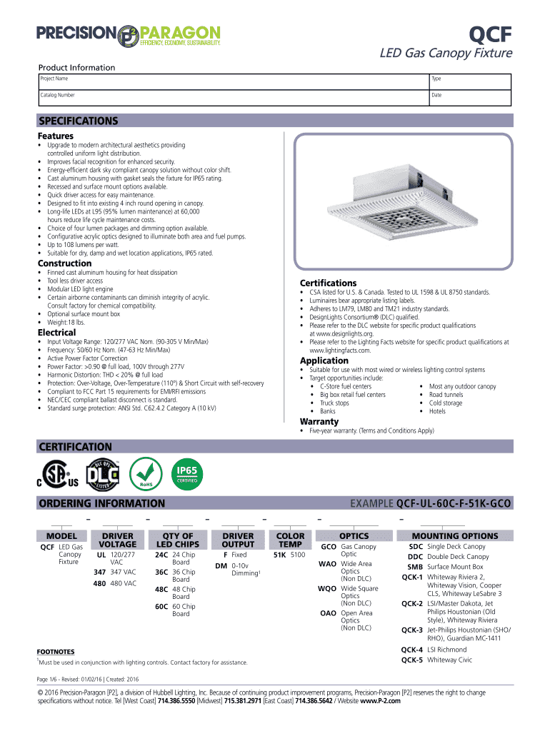 Fillable Online LED Gas Canopy Fixture - Precision-Paragon Fax Email ...