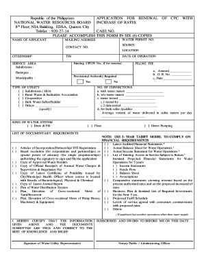 Fillable Online Renewal of CPC - National Water Resources Board Fax ...