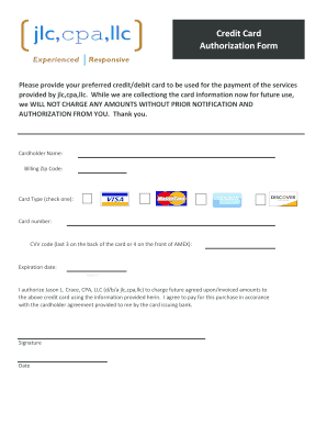 Fillable Online Credit Card Payment Formxlsx - Jason L Crace CPA LLC ...