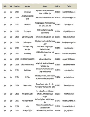 Fillable Online wcd rajasthan gov District Taluka Center Code Center ...