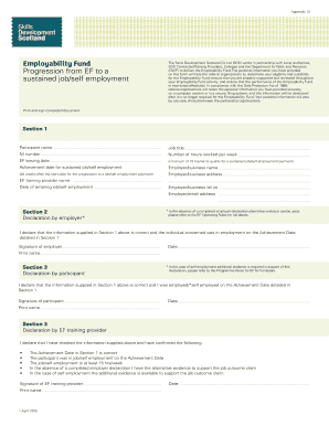 Fillable Online Employability Fund Progression from EF to a sustained ...