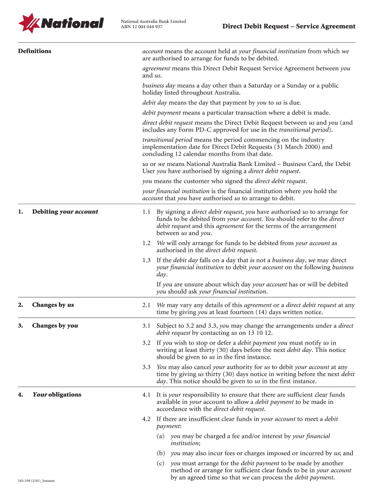 Fillable Online Direct Debit Request Service Agreement - V3 Fax Email Print - pdfFiller