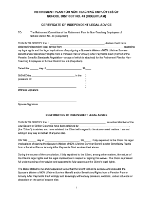 Fillable Online Certificat Of Independent Legal Advice October b2015b ...