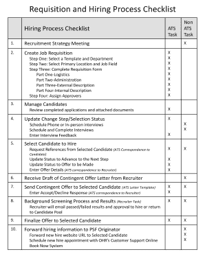 Fillable Online Requisition and Hiring Process Checklist Fax Email ...