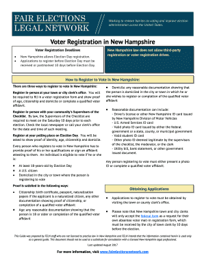 Fillable Online Voter Registration in New Hampshire Fax Email Print ...