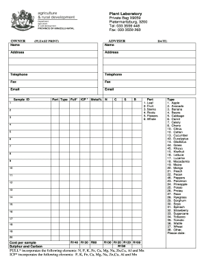 Fillable Online PLANT SAMPLE ANALYSIS Fax Email Print - pdfFiller