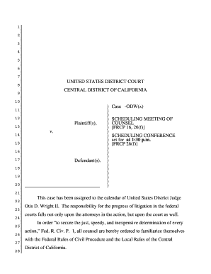 Fillable Online court cacd uscourts Scheduling Conference Order - US ...