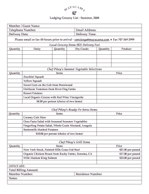 Fillable Online Grocery Form Fax Email Print - pdfFiller