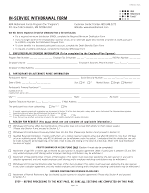 Fillable Online In-Service Withdrawal bFormb - ABA Retirement Funds Fax Email Print - pdfFiller