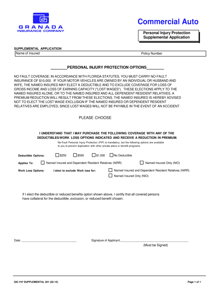 Fillable Online PERSONAL INJURY PROTECTION OPTIONS Fax Email Print ...