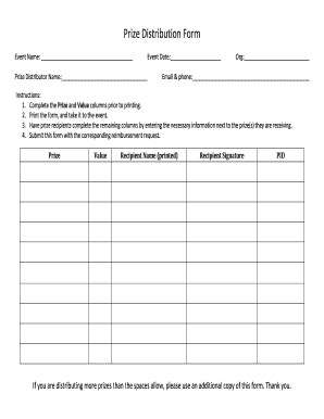 Fillable Online sixth ucsd Prize Distribution Form Fax Email Print ...