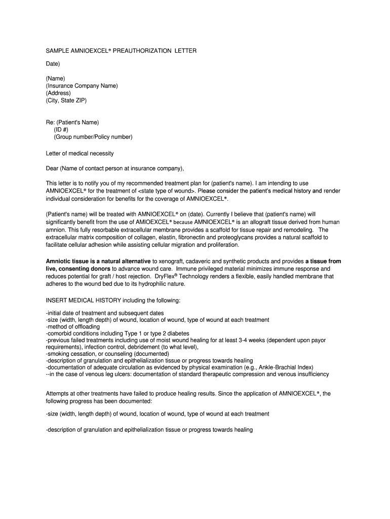 Fillable Online Download PDF Sample AMNIOEXCEL preauth - Derma Sciences ...