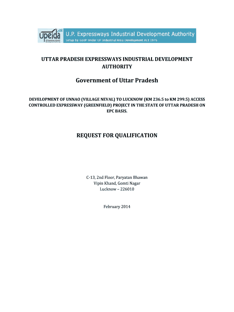 Fillable Online upeida Government of Uttar Pradesh - UP Expressways ...