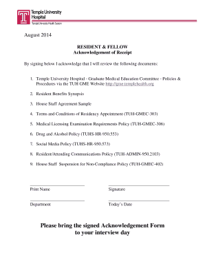 Fillable Online Please bring the signed Acknowledgement bFormb to your ...