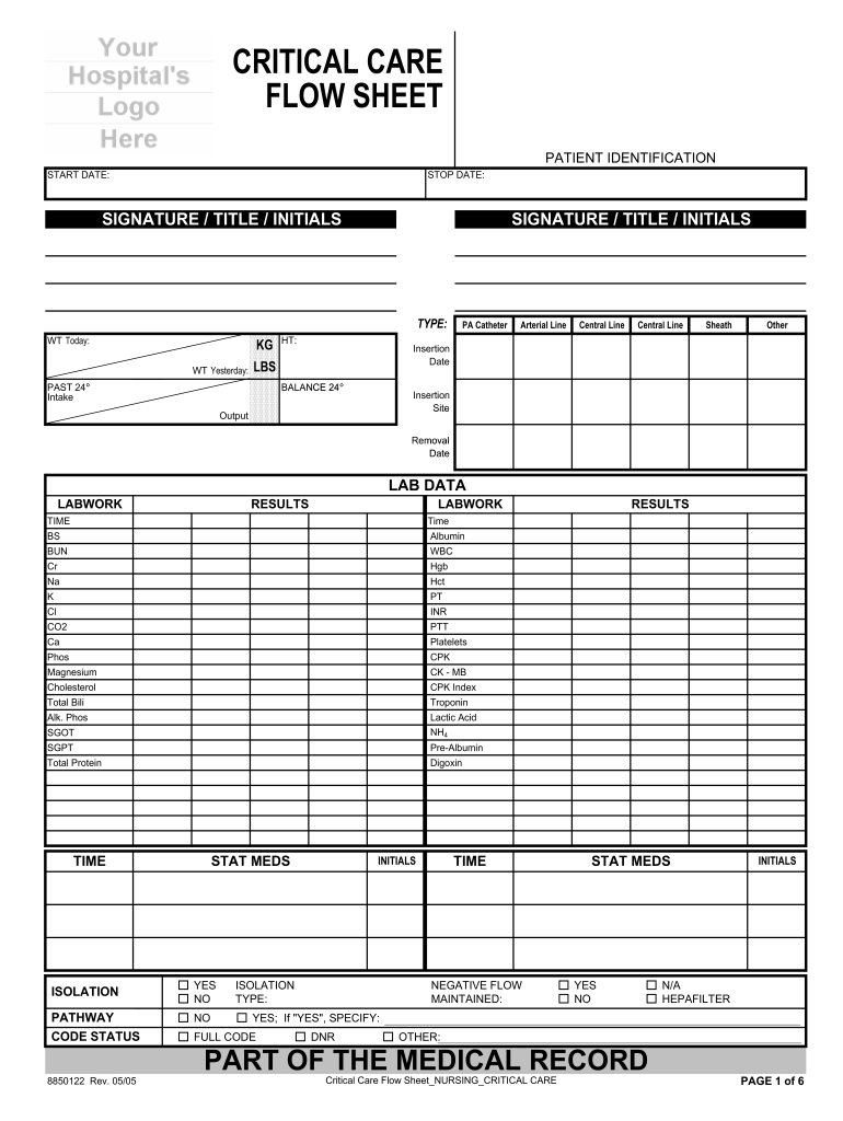 Icu Flow Sheet Pdf Fill Online Printable Fillable Blank PdfFiller