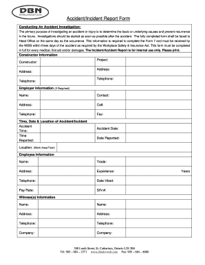 Fillable Online Accident/Incident Report Form Conducting An Accident ...