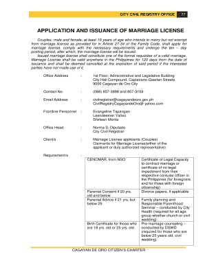 Fillable Online APPLICATION AND ISSUANCE OF MARRIAGE LICENSE Fax Email ...